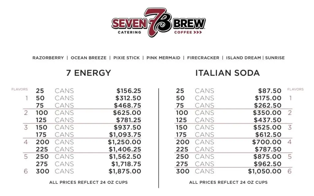 7 Brew Catering Menu with Prices 2025 - How to Order?